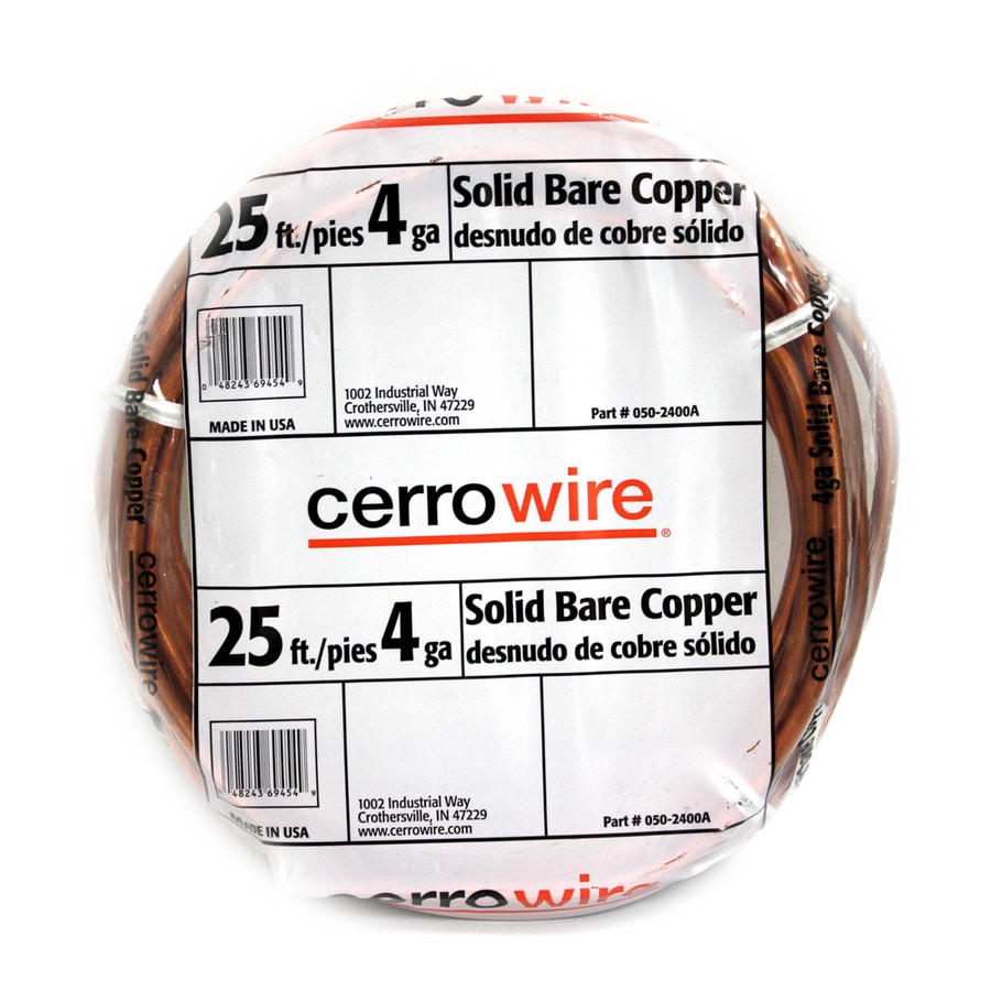 Cerro Wire 25' 4-Gauge Solid Copper Wire in the Specialty Wire & Cable ...