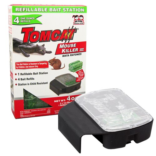 TOMCAT Mouse Killer 4-pack of 1oz Bait Blocks with Refillable Bait ...