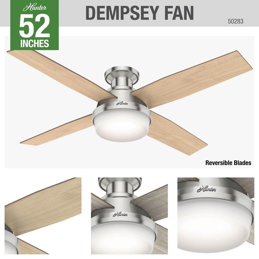 Hunter Dempsey LED 52-in Brushed Nickel LED Indoor Flush Mount Ceiling ...