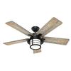 Hunter Lantern Bay LED 54-in Matte Black LED Indoor/Outdoor Ceiling Fan ...