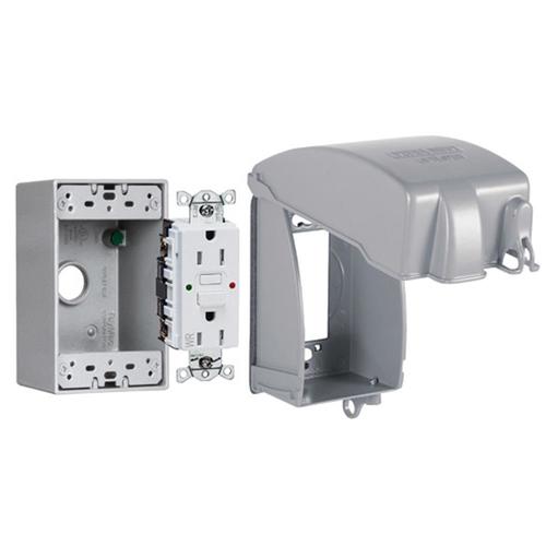 TayMac 1-Gang Rectangle Metal Weatherproof Electrical Box Cover in the ...