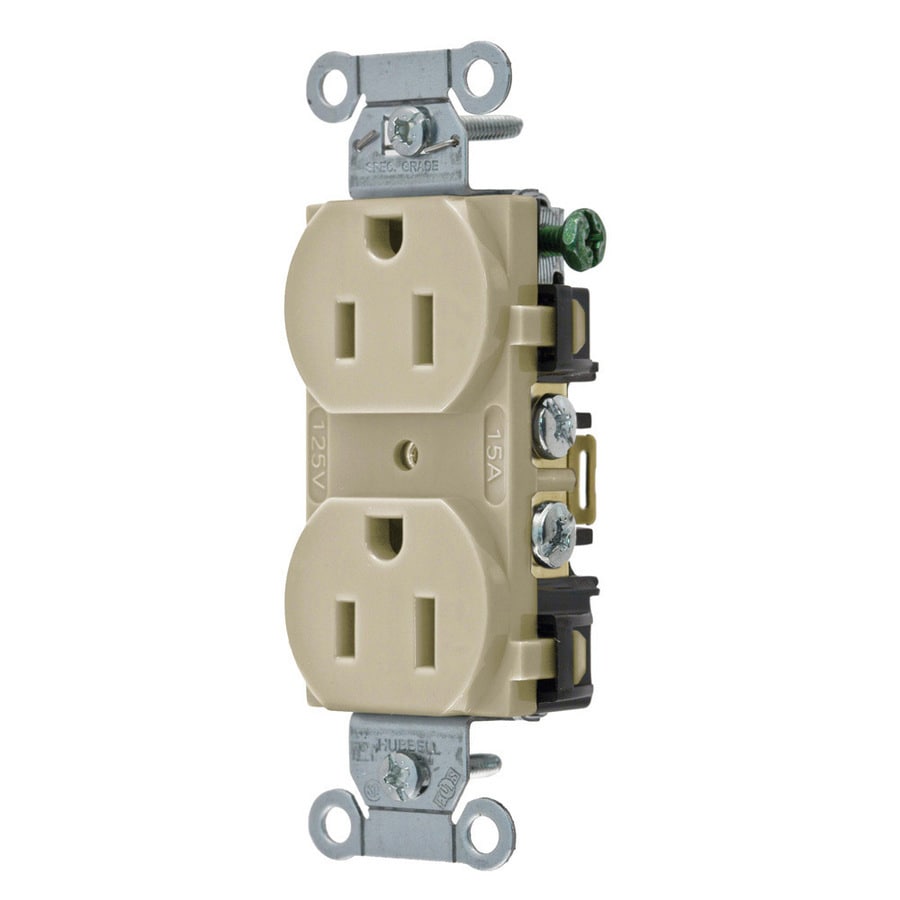 Hubbell Ivory 15-Amp Duplex Outlet Residential/Commercial (10-Pack) in ...
