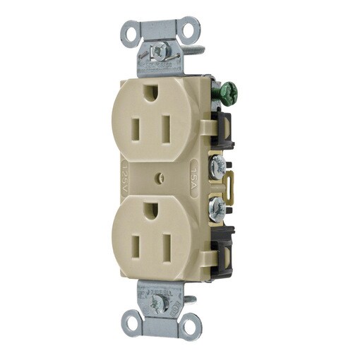 Hubbell Ivory 15-Amp Duplex Outlet Residential/Commercial (10-Pack) in ...