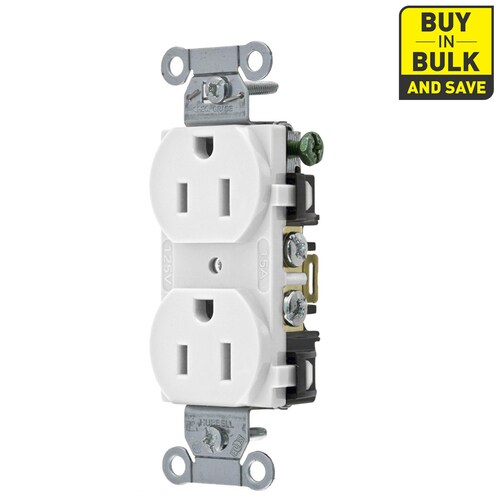Hubbell White 15-Amp Duplex Outlet Residential/Commercial (10-Pack ...