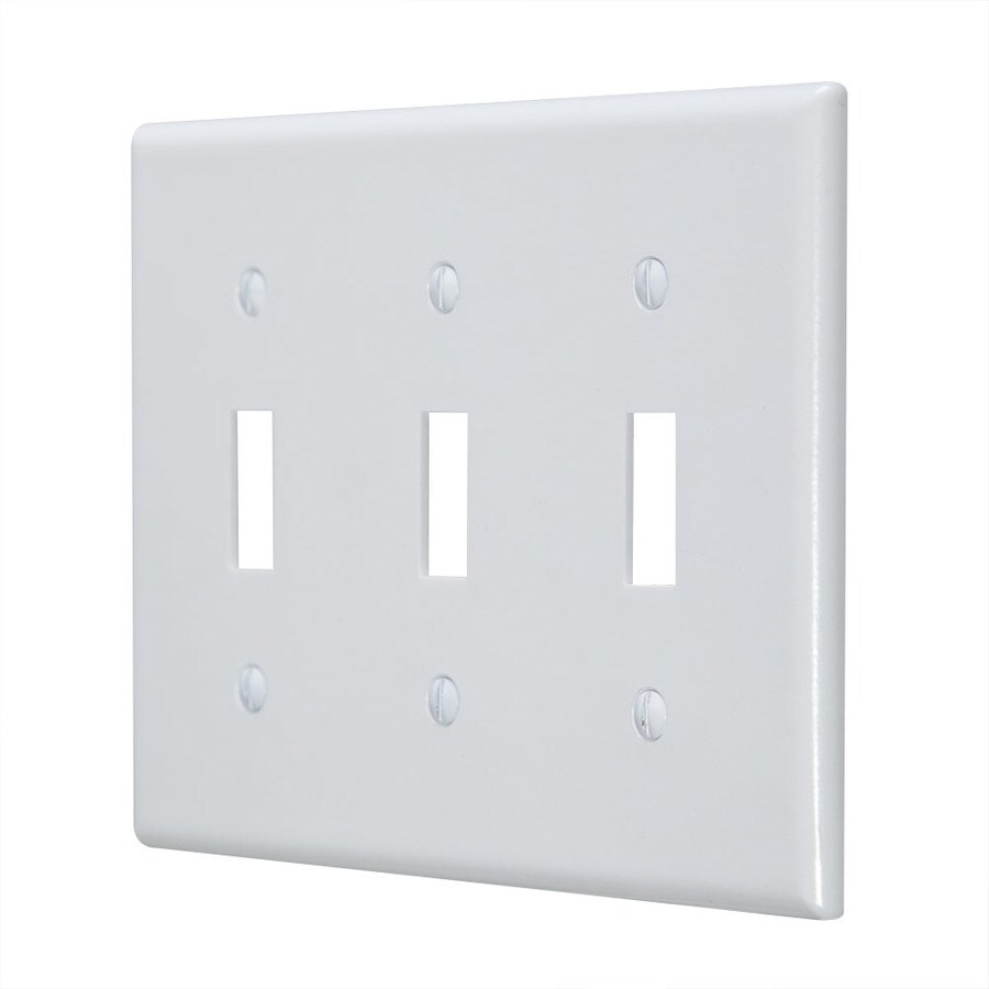 Hubbell 3-Gang White Triple Toggle Standard Wall Plate in the Wall ...