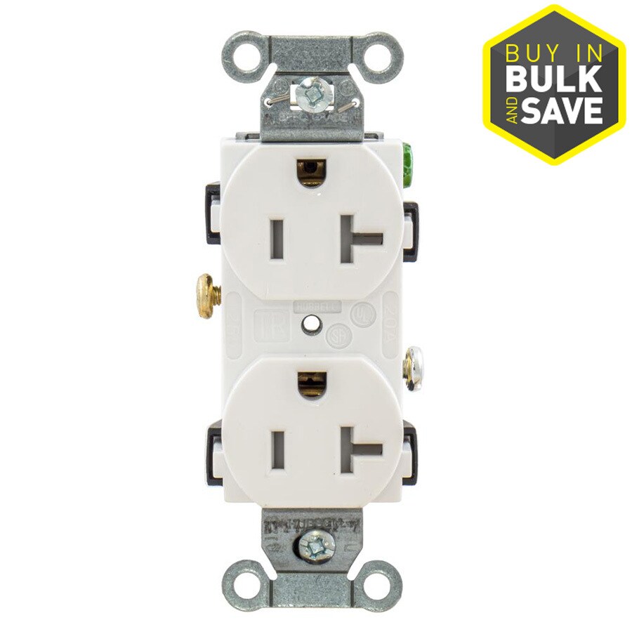 Hubbell White 20-Amp Duplex Tamper Resistant Outlet Residential ...