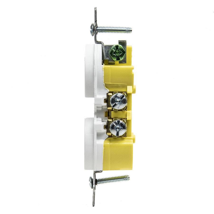 Hubbell X-Clamp White 15-Amp Duplex Tamper Resistant Outlet Residential ...