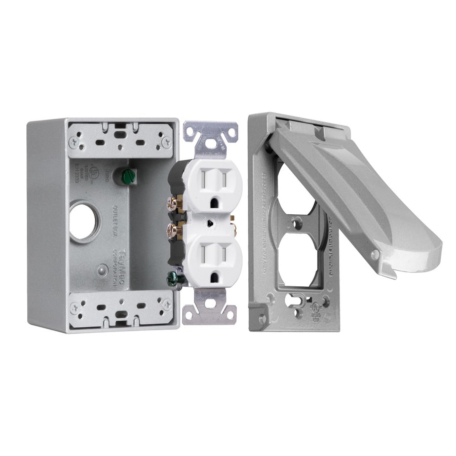 TayMac 1-Gang Gray Metal Weatherproof Exterior New Work Standard Square ...