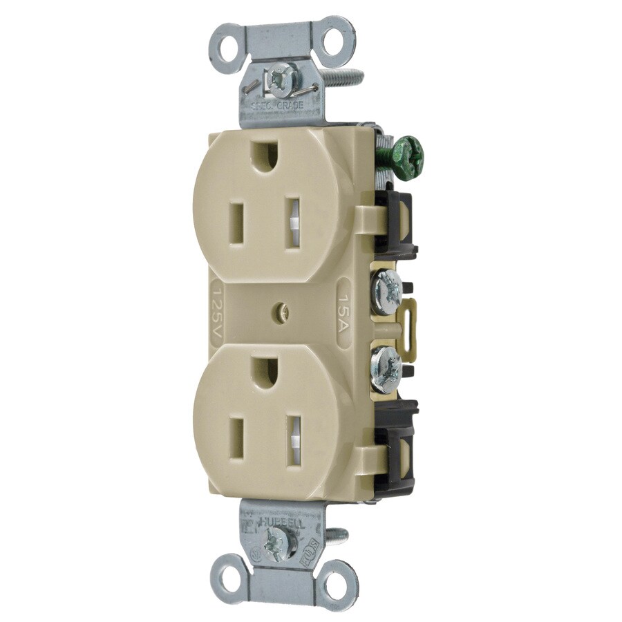 Hubbell Ivory 15-Amp Duplex Tamper Resistant Outlet Residential ...