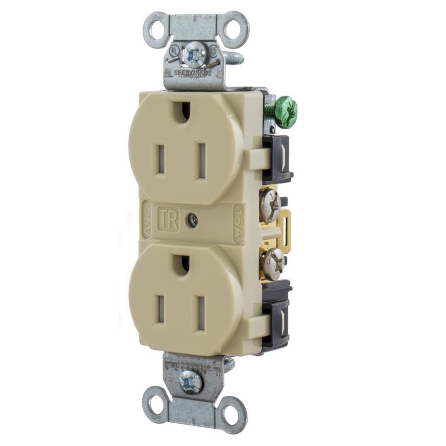 Hubbell Ivory 15-Amp Duplex Tamper Resistant Outlet Residential ...