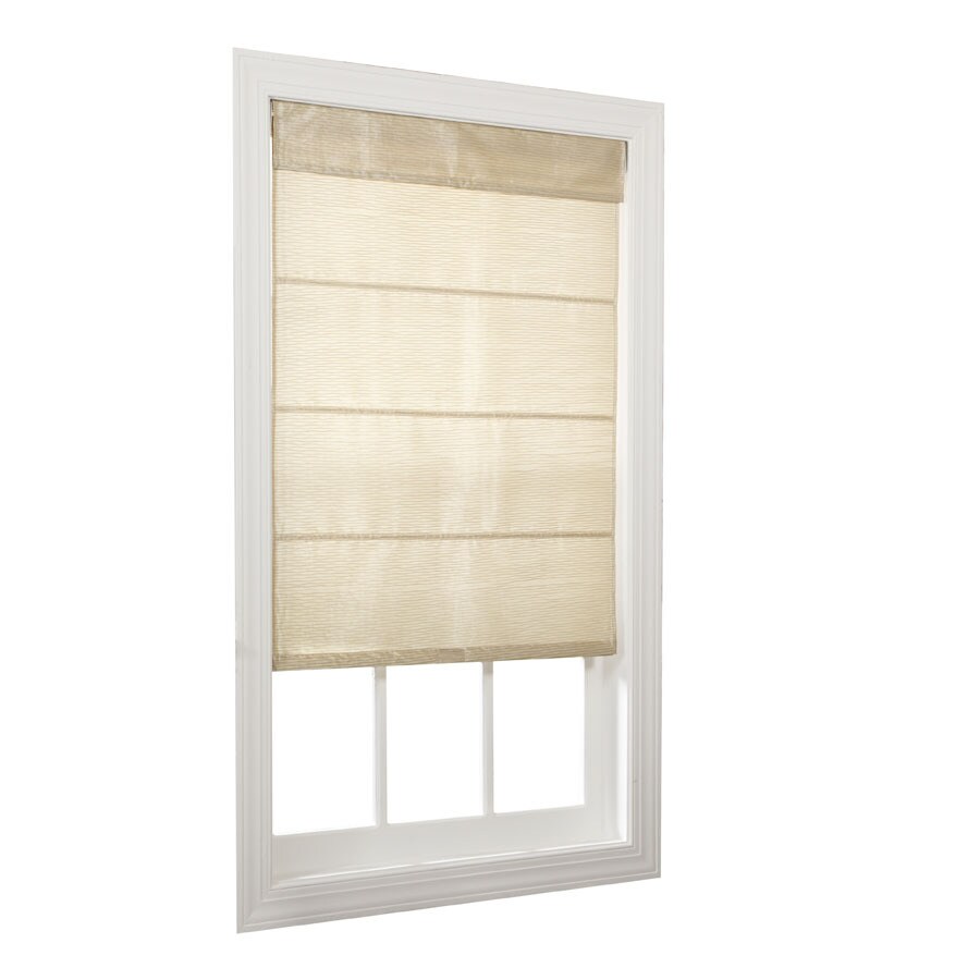 Allen + roth Straw Light Filtering Cordless Polycotton Roller Shade ...