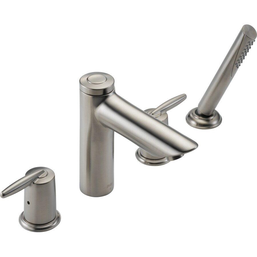 Delta Grail Stainless 2-handle Deck Mount Low-arc Bathtub Faucet at ...