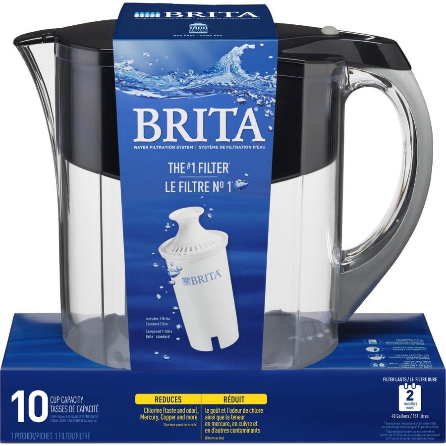 Brita Grand 10-cup Black Plastic Water Filter Pitcher in the Water ...