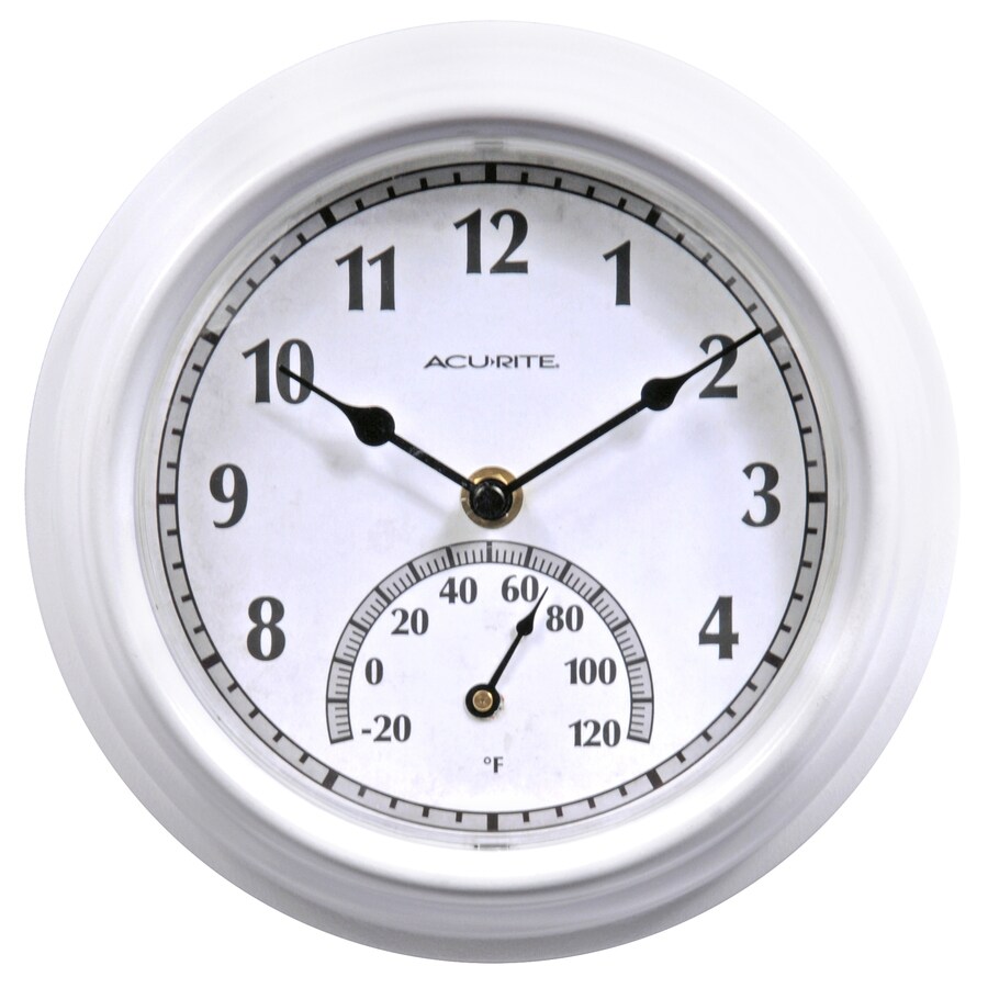 AcuRite Indoor/Outdoor White Thermometer with Clock at Lowes.com