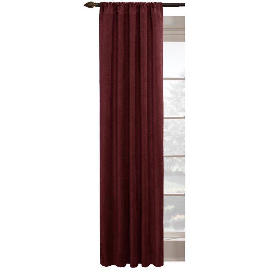 Style Selections 84-in Red Blackout Rod Pocket Single Curtain Panel at ...