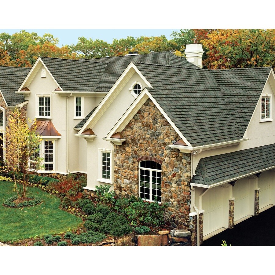 GAF Slateline 33.33-sq ft Emerald Green Architectural Roof Shingles in ...