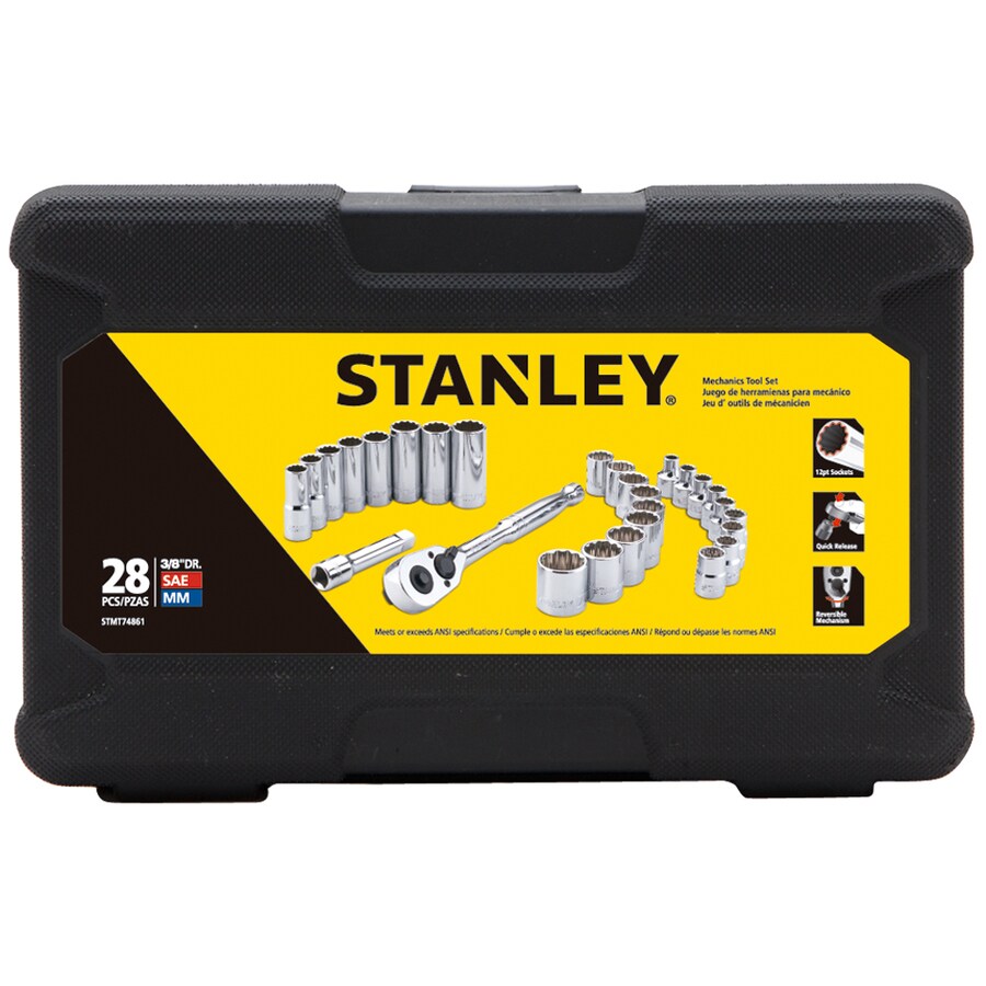 Stanley 28-Piece Standard (SAE) and Metric Polished Chrome Mechanic's ...