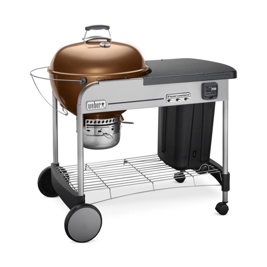 Weber Performer Premium 22-in Copper Porcelain Enamel Kettle Charcoal ...