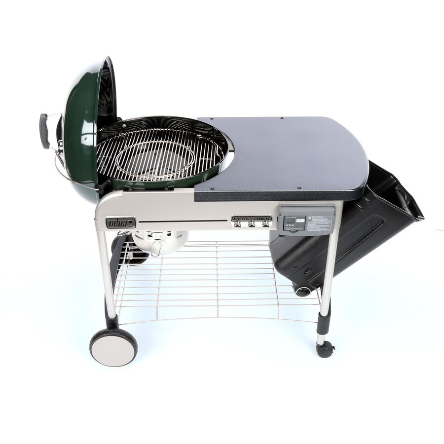 Weber Performer Premium 22-in Green Porcelain Enamel Kettle Charcoal ...