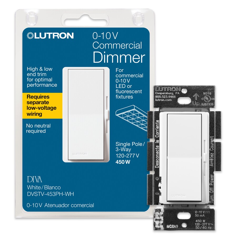 Lutron Diva Single-Pole/3-Way White 0-10V LED Rocker Light Dimmer in ...