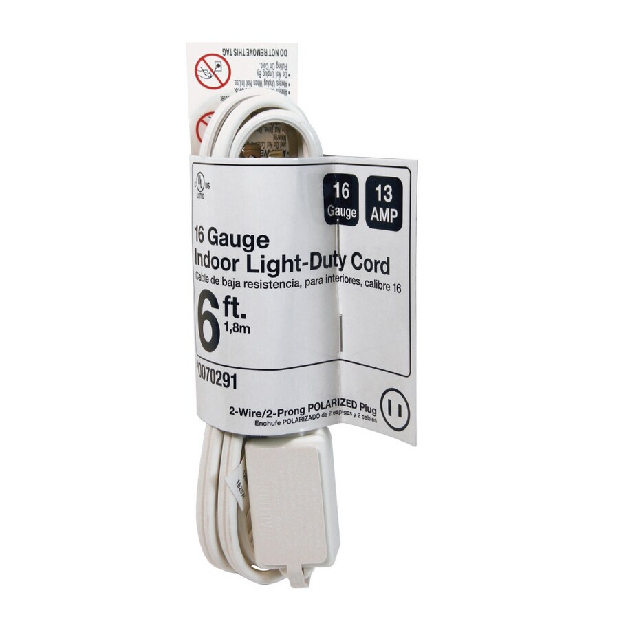 Utilitech Indoor 6-ft 16 / 2-Prong Indoor Spt-2 Light Duty General ...