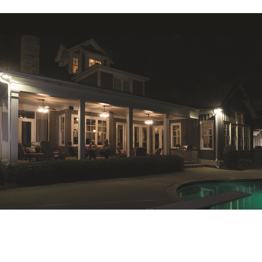 All-Pro White Hardwired LED Outdoor Dusk-to-Dawn Floodlight in the Dusk ...