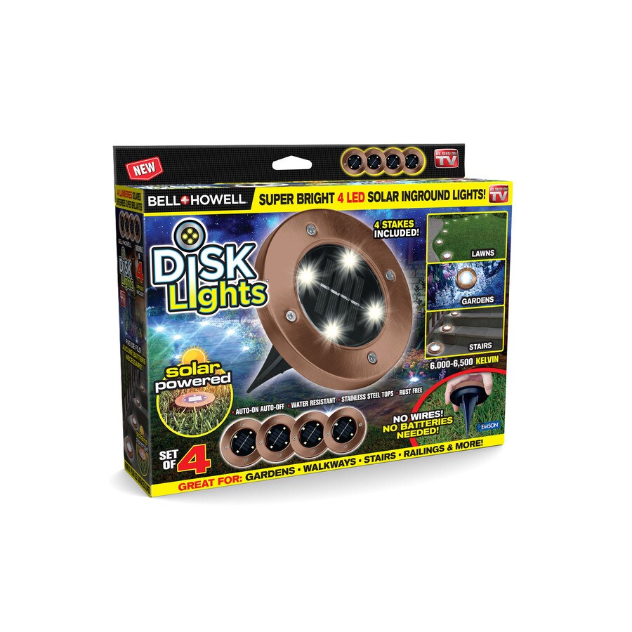 BELL + HOWELL 4-Pack Bell+Howell disk lights 4-Watt Bronze Solar LED ...