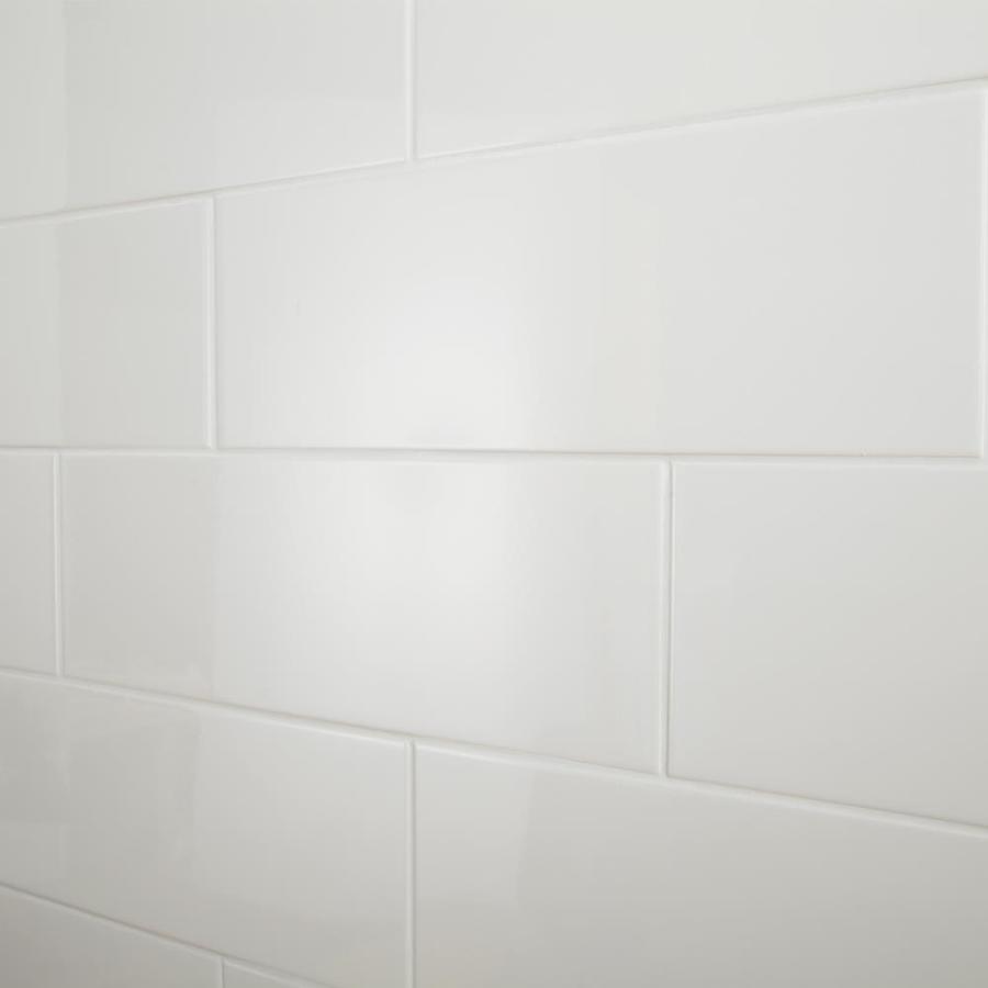 American Olean Starting Line Gloss White 6-in x 18-in Glazed Ceramic ...