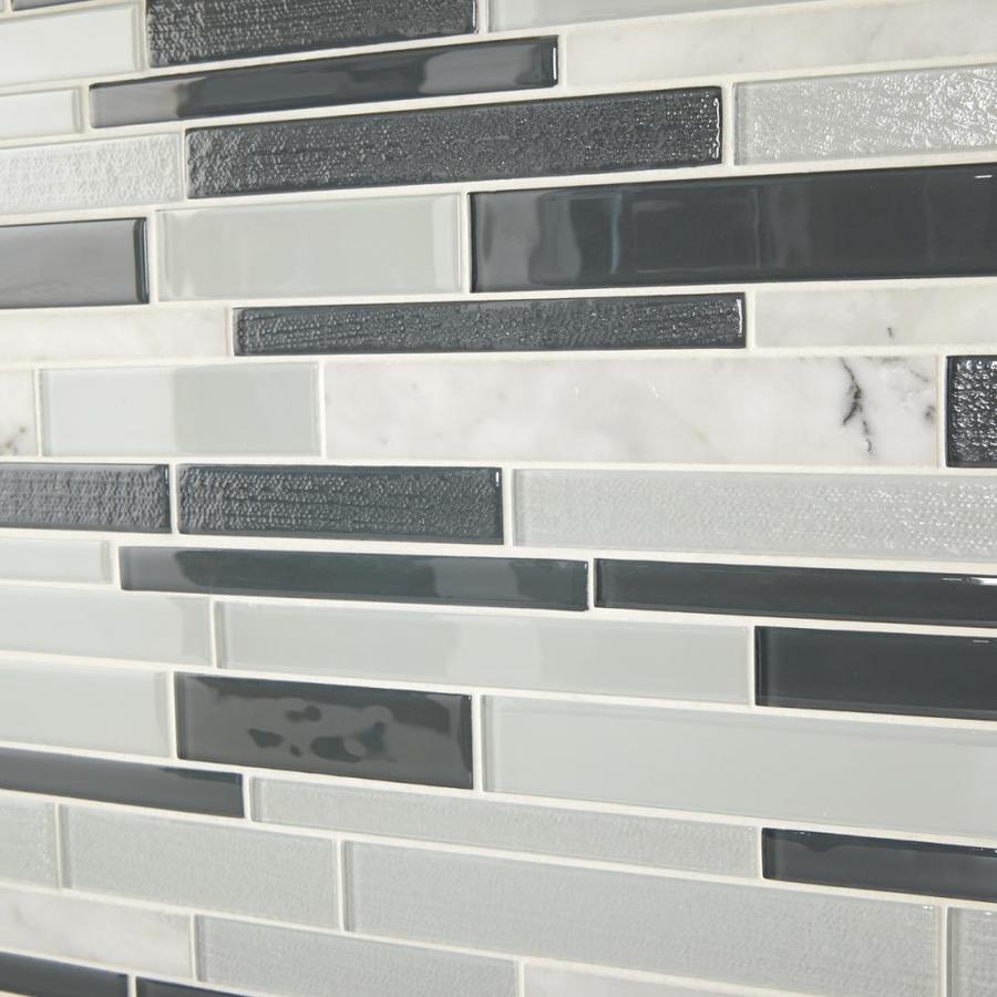 American Olean Cole Point Fog Gray 11-in x 15-in Polished Glass; Stone ...