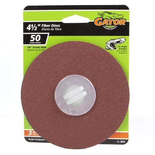 Gator Fiber Discs 3-Pack Aluminum Oxide 4.5-in 50-Grit Fiber Disc in ...