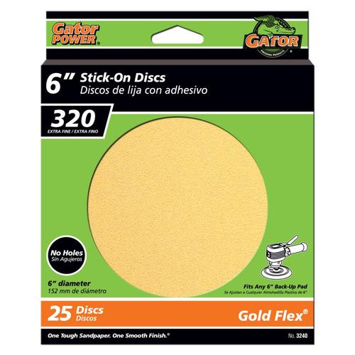 Gator 25-Pack 6-in Dia 320-Grit Commercial Sanding Disc Sandpaper in ...