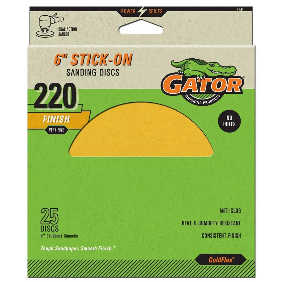 Gator Sanding Disc 25-Pack 6-in W x 6-in L 220-Grit Commercial Stick-on ...
