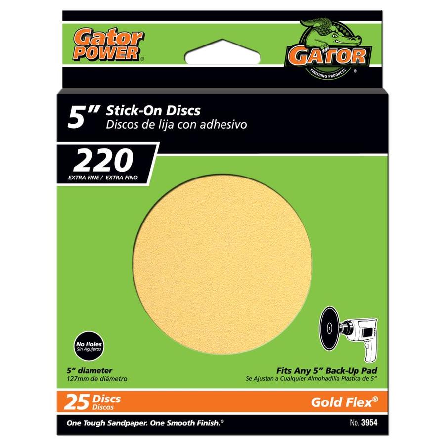 Gator 25-Pack 5-in W x 5-in L 220-Grit Commercial Stick-on Sanding ...
