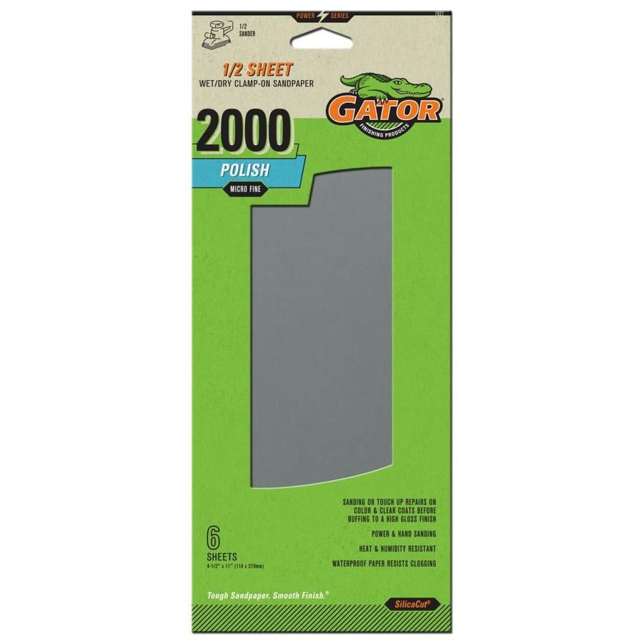 Gator 6-Pack 4.5-in W x 11-in L 2000-Grit Commercial Sandpaper at Lowes.com