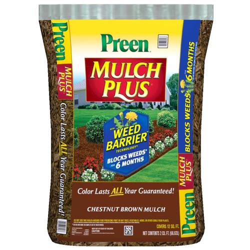 Preen 2 Cu Ft Chestnut Brown Mulch Plus Weed Control In The Bagged Mulch Department At