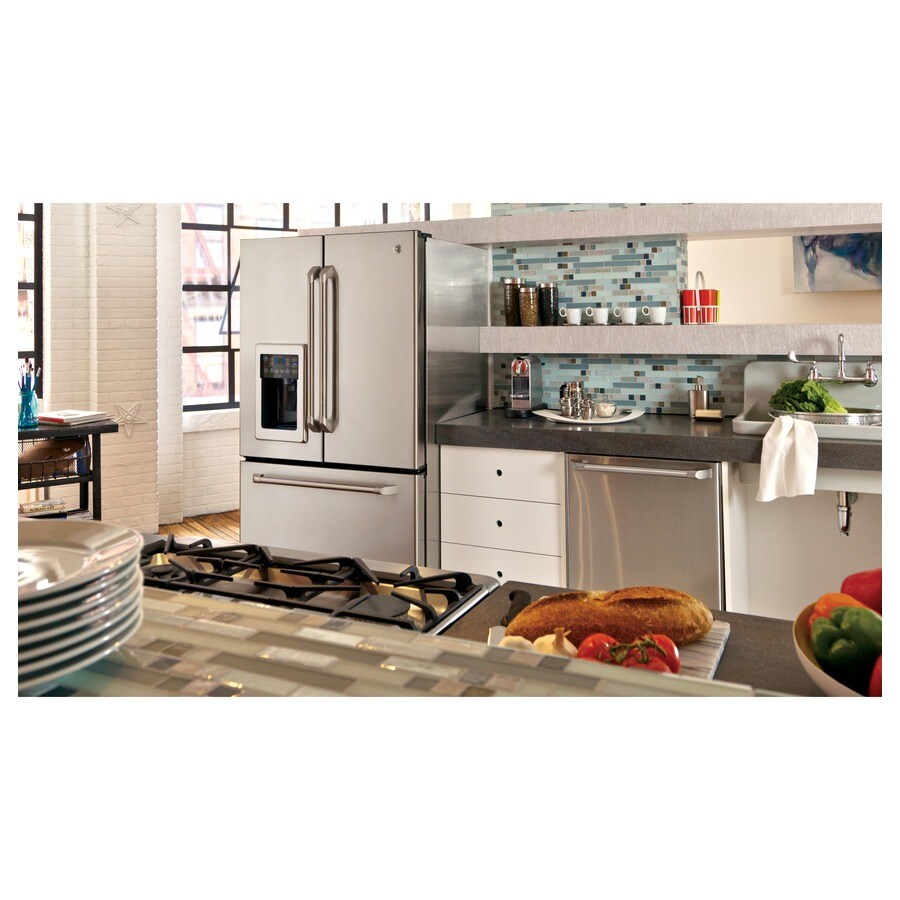 GE Cafe 20.7-cu ft French Door Counter-Depth Refrigerator with Single ...