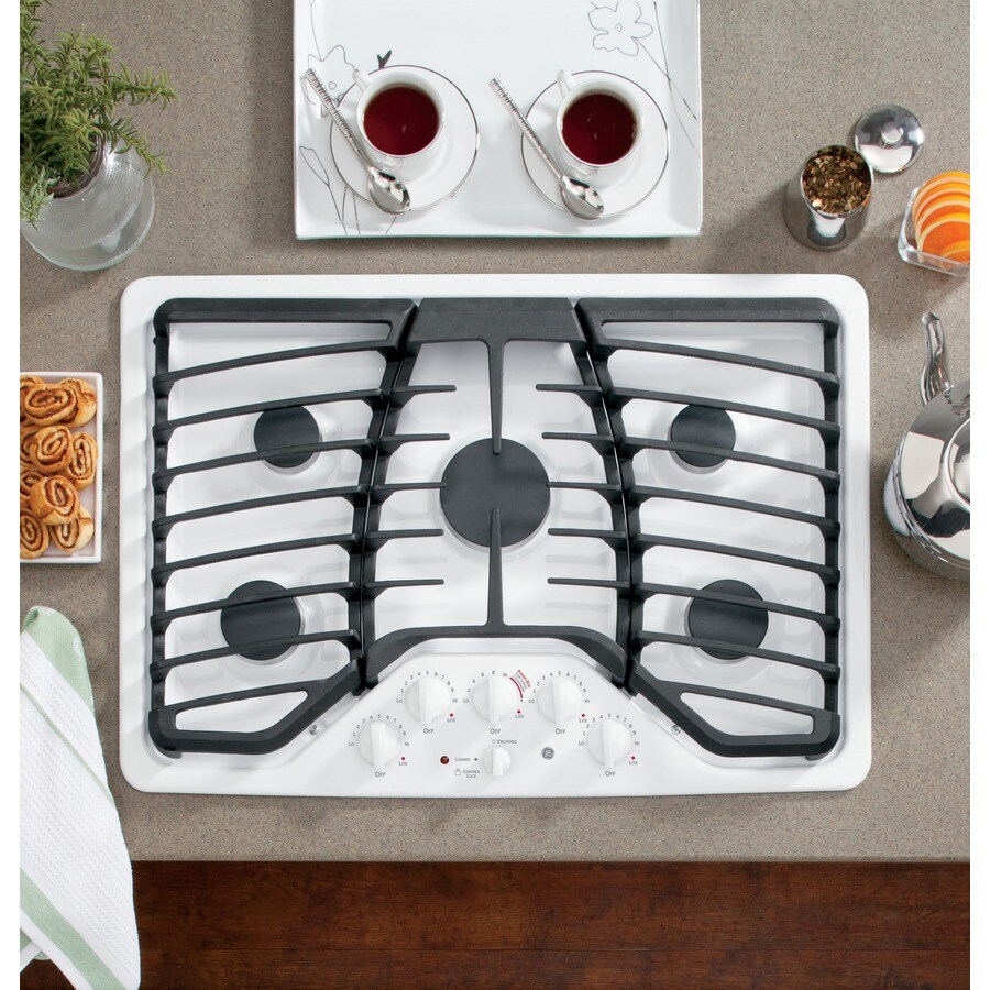 GE Profile 30-in White Gas Cooktop in the Gas Cooktops department at ...