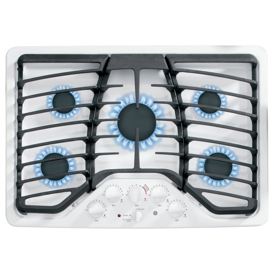 GE Profile 30-in White Gas Cooktop in the Gas Cooktops department at ...