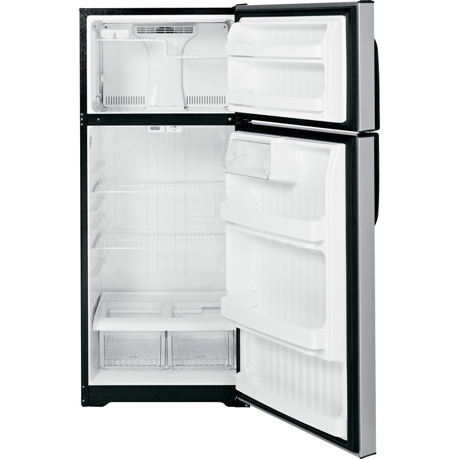 GE 18.1-cu ft Top-Freezer Refrigerator (Silver Metallic) at Lowes.com