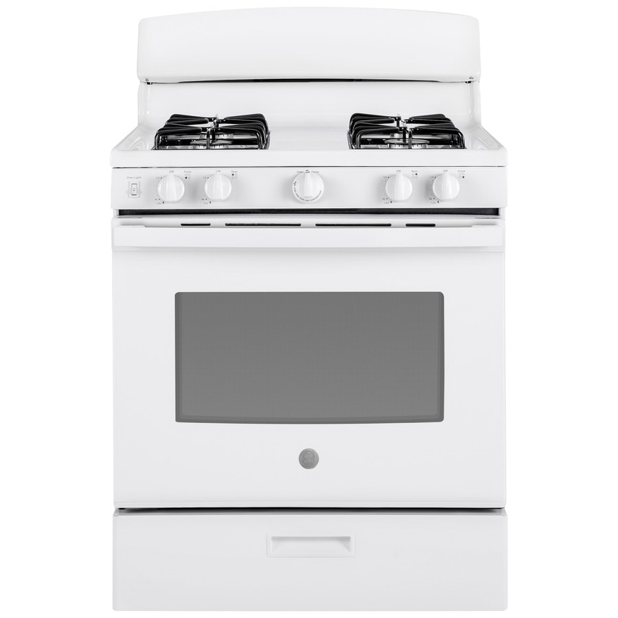 GE 4 Burners 4.8-cu ft Freestanding Gas Range (White) (Common: 30-in ...