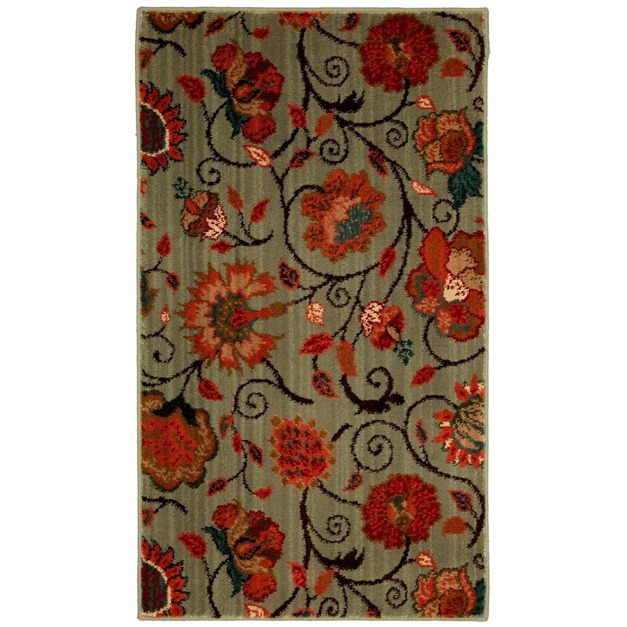 Mohawk Home Eason 25-in x 44-in Rectangular Green Floral Accent Rug at ...