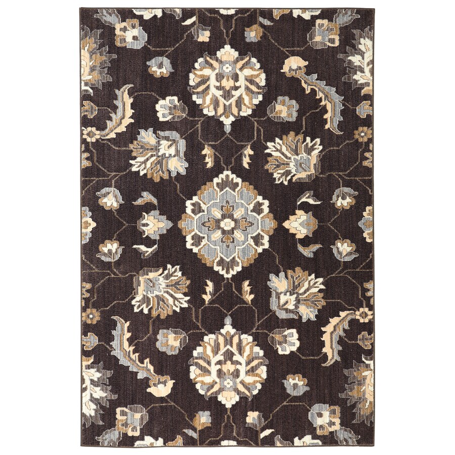 allen + roth Telgany 5 x 8 Brown Floral Area Rug in the Rugs department ...
