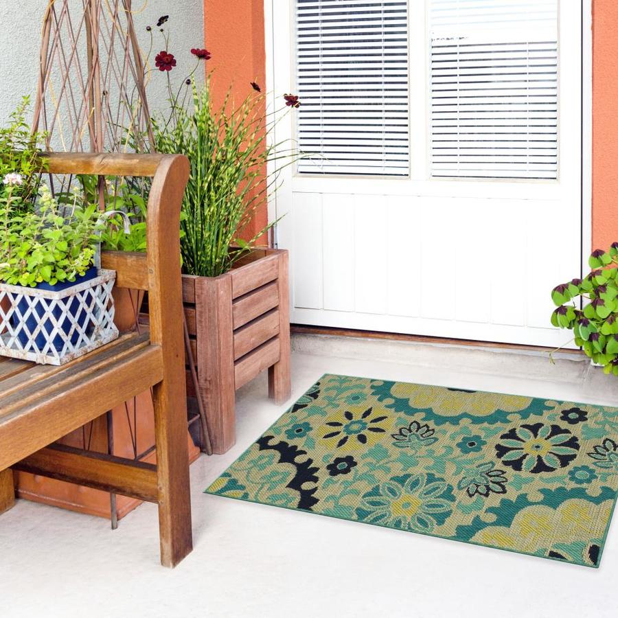 allen + roth Outdoor Collection 3 x 5 Green Indoor/Outdoor Medallion ...