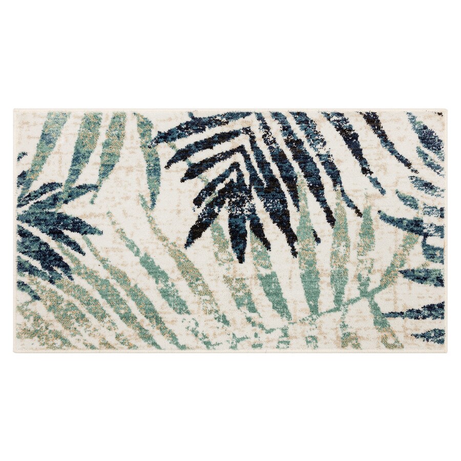 allen + roth Reyna 2 x 4 Aqua Indoor Floral/Botanical Tropical Throw ...