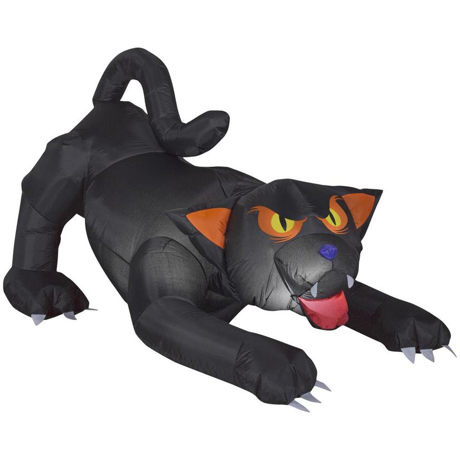 Gemmy 4-ft x 4-ft Animatronic Lighted Black Cat Halloween Inflatable at ...