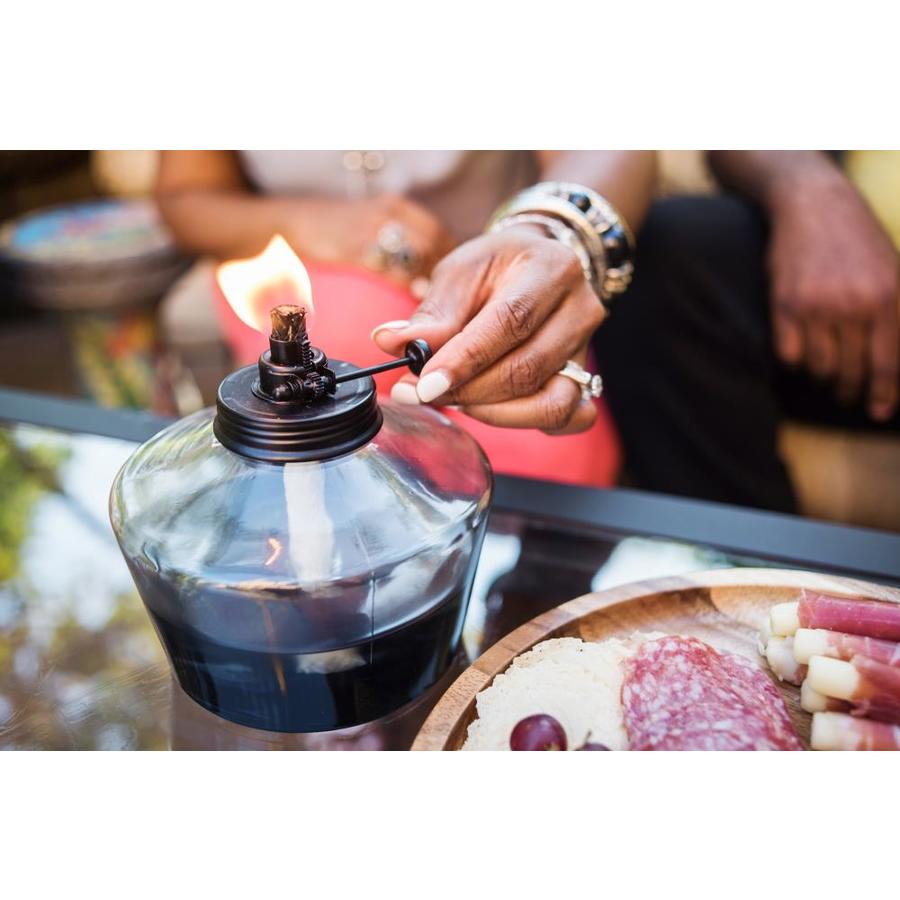 TIKI 6.25-in Blue Glass Tabletop Torch in the Garden Torches department ...