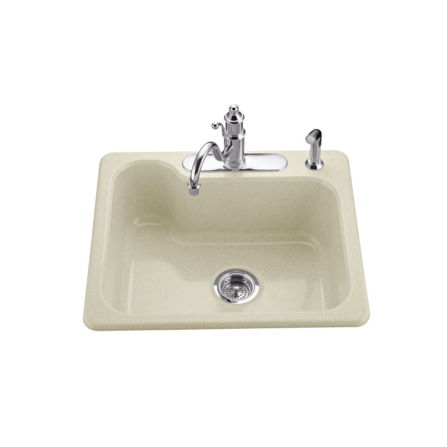 Sterling Almond Granite 4-Hole Single-Basin Acrylic Topmount Kitchen ...