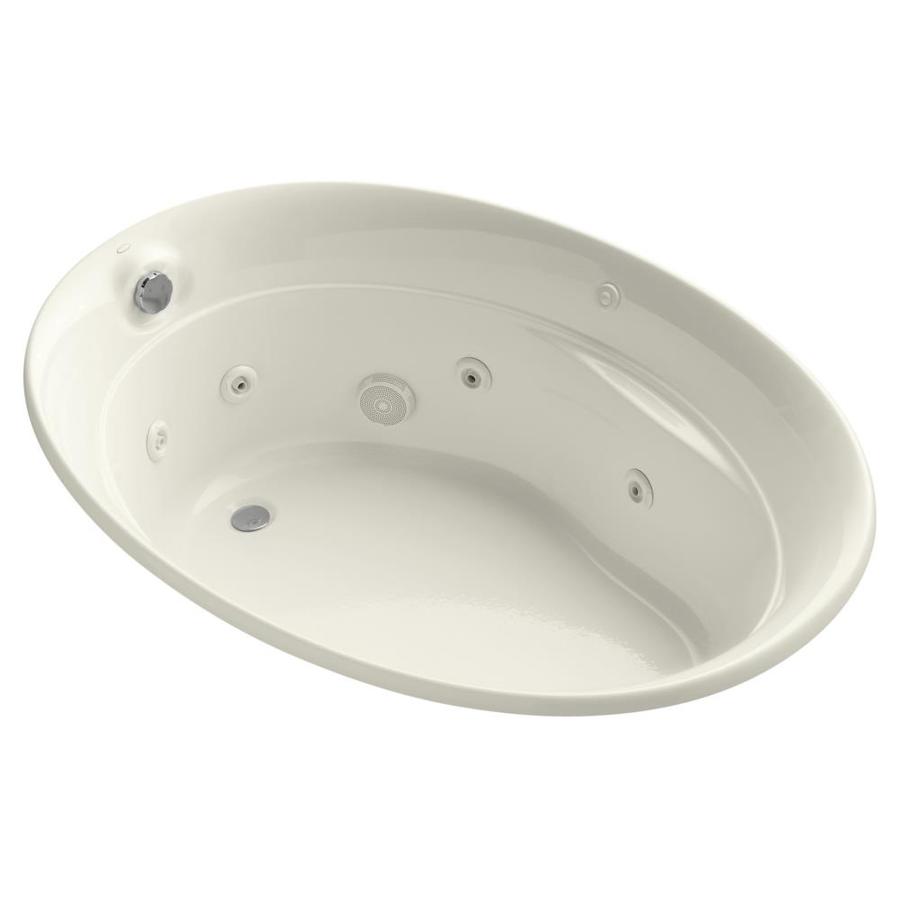 KOHLER Serif Biscuit Acrylic Oval Whirlpool Tub (Common: 42-in x 60-in ...