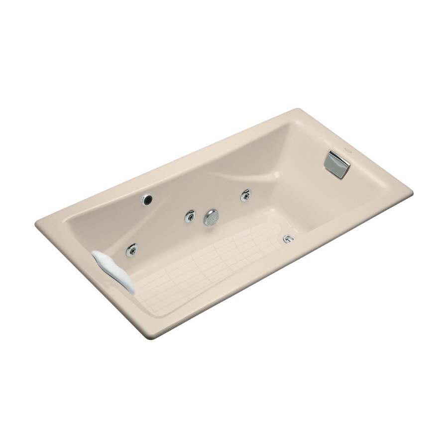 KOHLER Tea-For-Two 2-Person Innocent Blush Cast Iron Rectangular ...