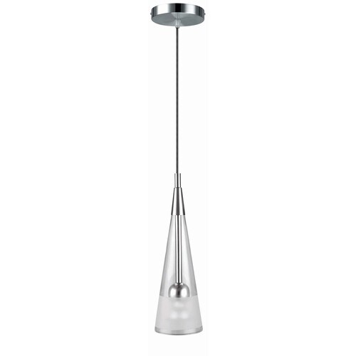 Lite Source Conic Polished Steel Industrial Clear Glass Cone Pendant ...